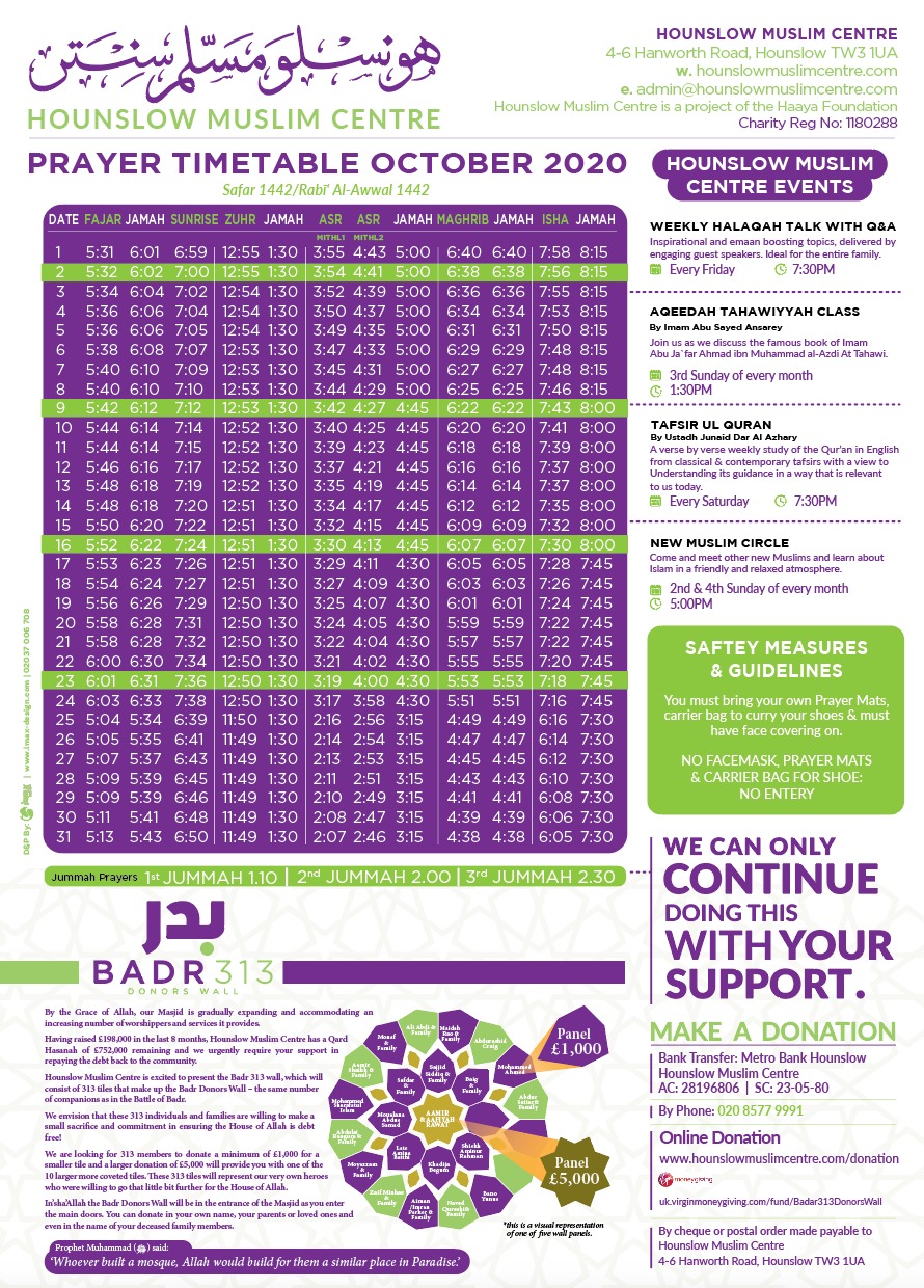 Daily Salaah - Hounslow Muslim Centre